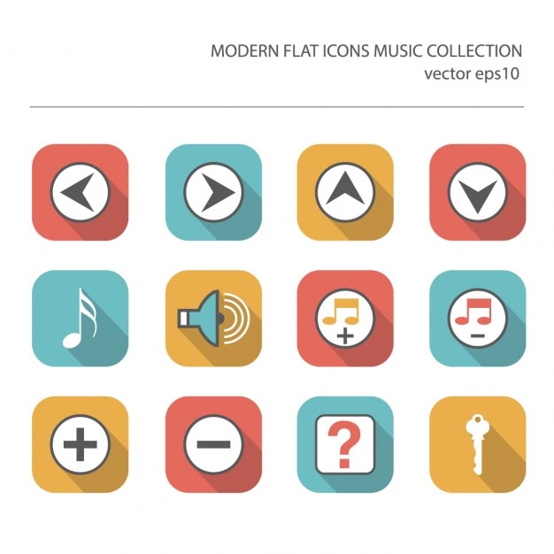 Vibrant Flat Icons Depicting Music Controls and Symbols Collection ...