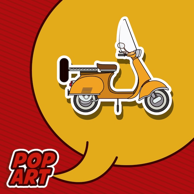 Vintage Scooter Pop Art Design with 'Pop Art' Text | Jiffy Designs