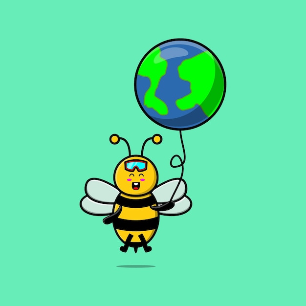 Cheerful Bee Carrying Earth Globe Illustration | Jiffy Designs