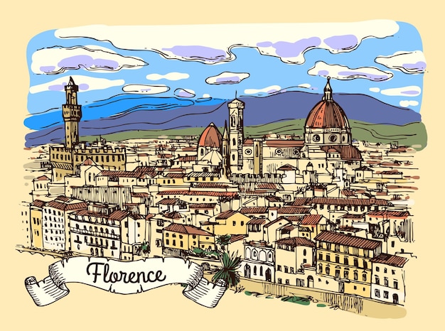 Vibrant Skyline of Historic Florence, Italy with Iconic Landmarks ...