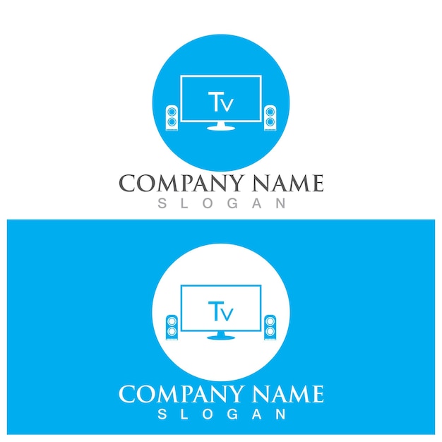 Vibrant Blue TV Icon with Company Name and Slogan | Jiffy Designs