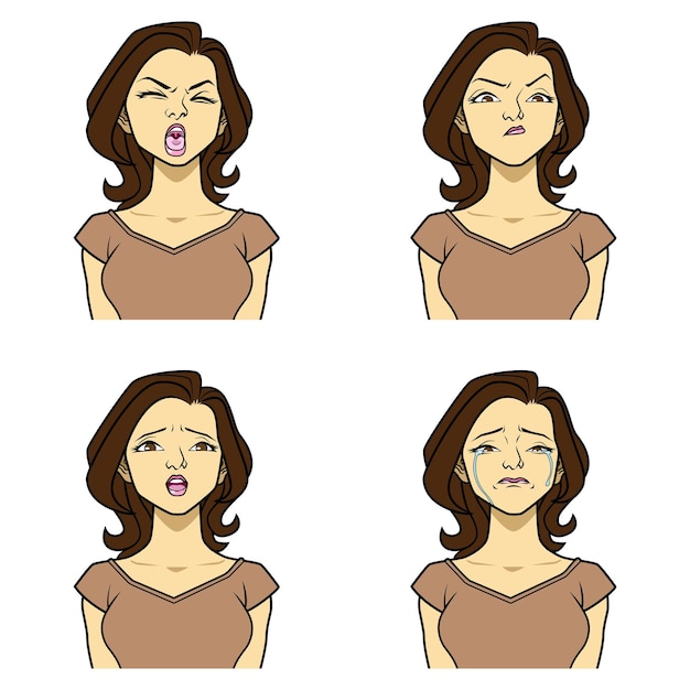 Expressive Anime-Style Portraits of a Playful Young Woman | Jiffy Designs