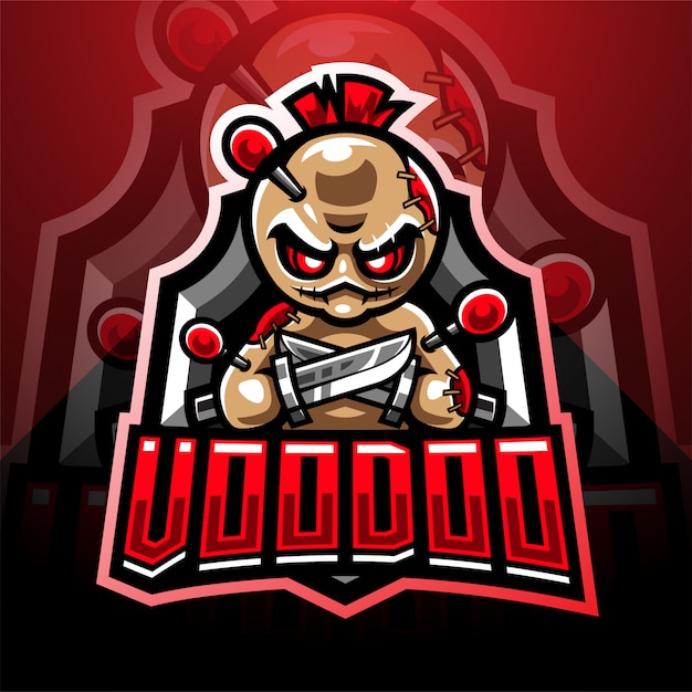 Powerful Voodoo Warrior Mascot Emblem on Red Background | Jiffy Designs