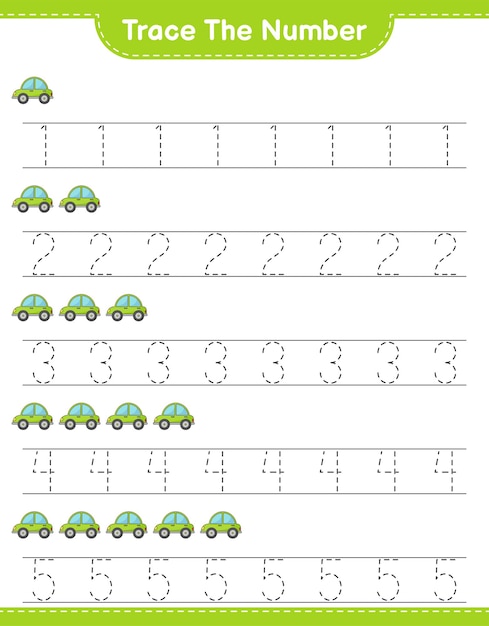 Tracing Numbers and Cute Green Cars | Jiffy Designs