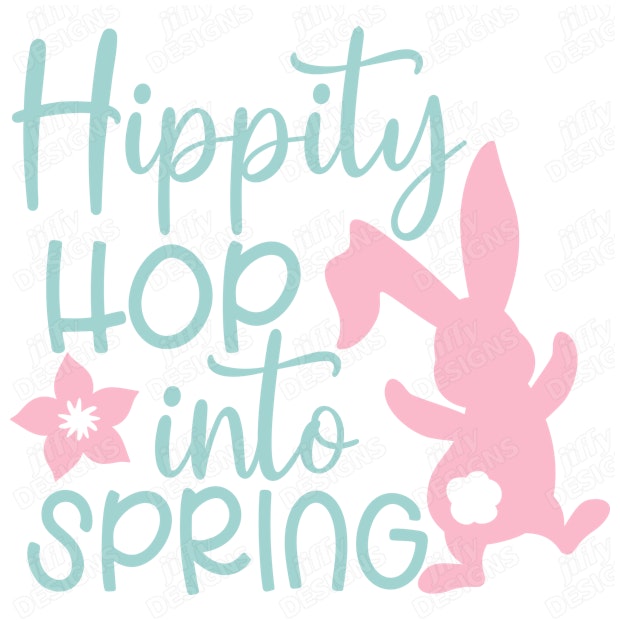 'Hippity Hop Into Spring' Playful Pastel Design with Bunny Silhouette ...