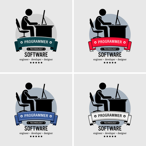 Programmer Logo Design. Vector Artwork Of An It Specialist Coding And ...