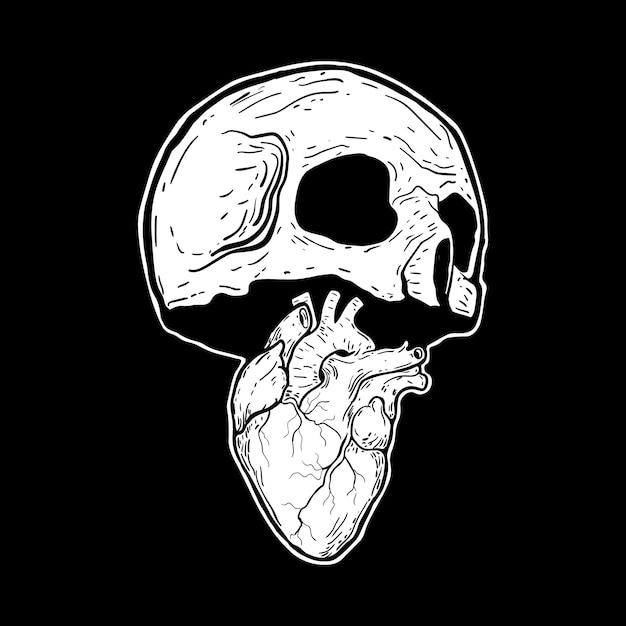 Haunting Anatomical Skull Merged with Beating Heart | Jiffy Designs
