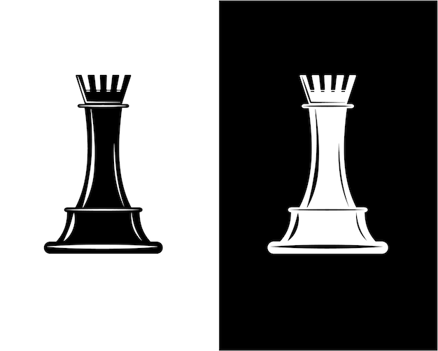 Elegant Chess Rook Silhouettes in Contrasting Black and White | Jiffy ...