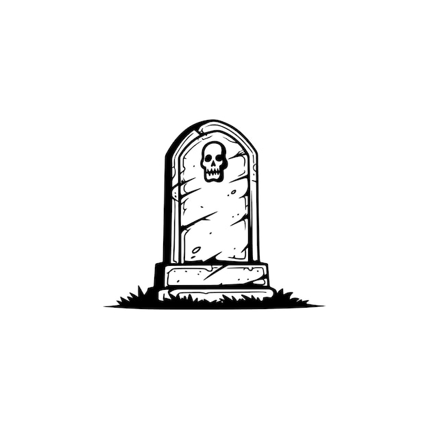 Haunting Gravestone with Ominous Skull in Gothic Archway | Jiffy Designs