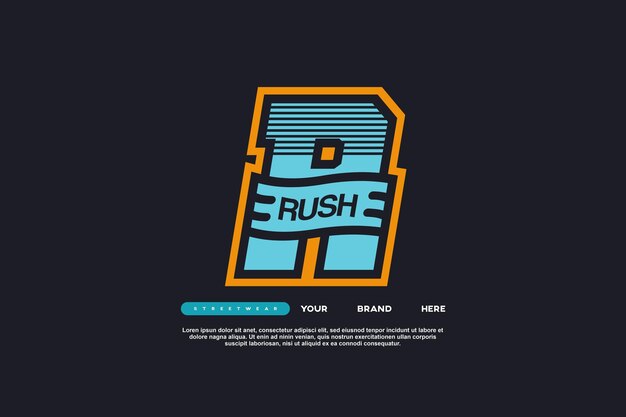 Retro Neon Rush Logo with Geometric Shapes and Text | Jiffy Designs
