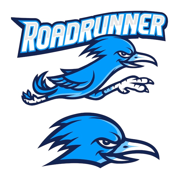 Fierce Blue Roadrunner Mascot with Bold Lettering | Jiffy Designs