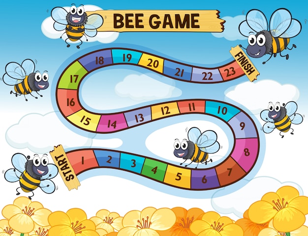 Cheerful Bee Board Game with Colorful Numbered Spaces | Jiffy Designs