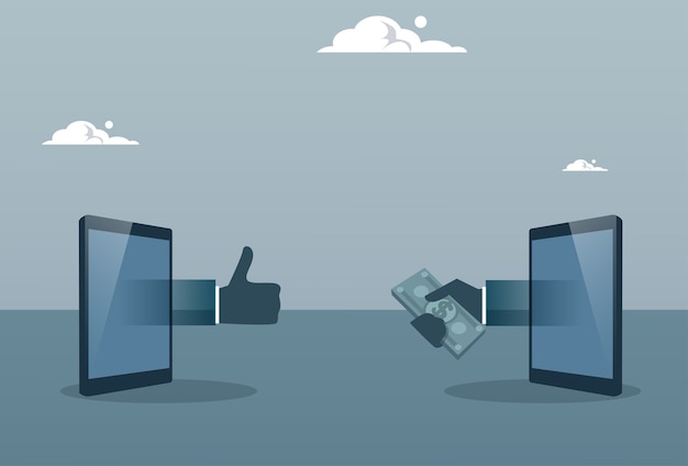 Digital Thumbs Up and Money Transfer Concept Illustration | Jiffy Designs