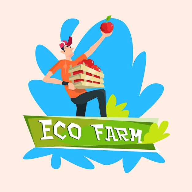 Eco Farm Logo with Quirky Farmer Character and Nature Elements | Jiffy ...