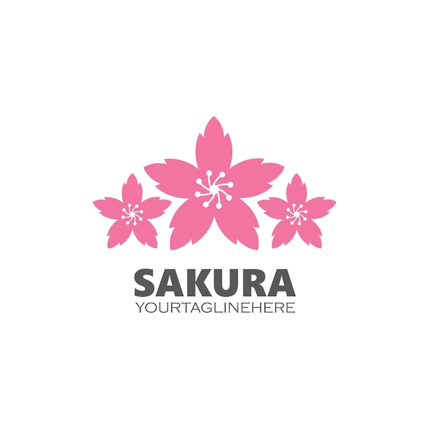 Stylized Pink Floral Logo with 'SAKURA' Text | Jiffy Designs