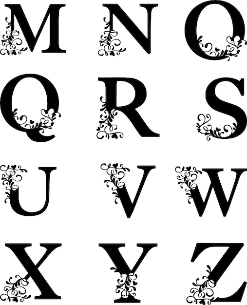 Elegant Monogram Alphabet Letters with Floral Accents | Jiffy Designs