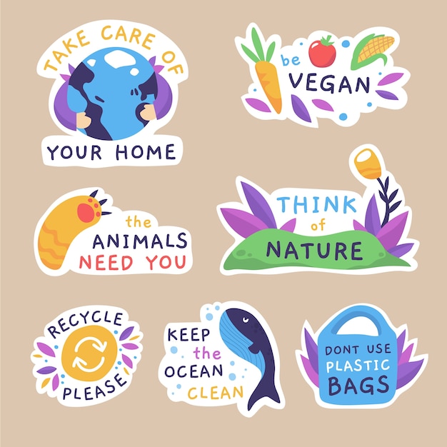Eco-Friendly Sticker Collection Celebrating Nature and Sustainability ...