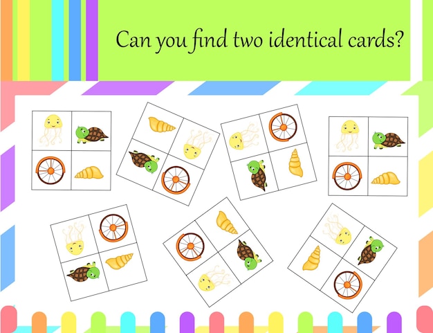 Vibrant Collection of Matching Game Cards with Diverse Nature Symbols ...