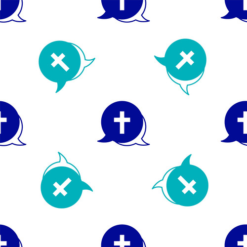 Blue Christian Cross Icon Isolated Seamless Pattern On White Background ...