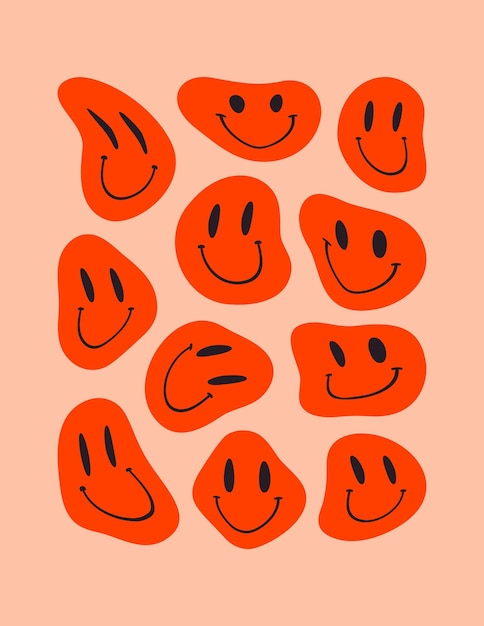 Vibrant Smiley Face Collage on Peach Background | Jiffy Designs