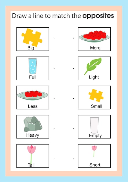 Matching Opposites: Visual Puzzle with Everyday Objects | Jiffy Designs