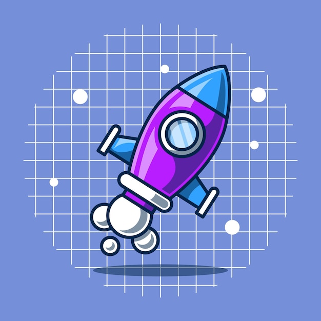 Retro-Inspired Rocket Soaring Through Cosmic Grid Background | Jiffy ...