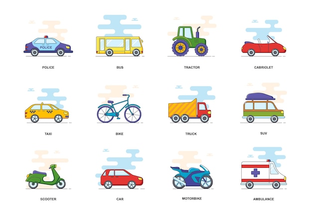 Vibrant Vehicles: A Playful Illustration of Diverse Transportation ...