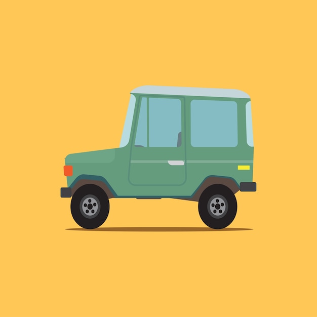 Minimalist Illustration of a Vintage Green Off-Road Vehicle | Jiffy Designs