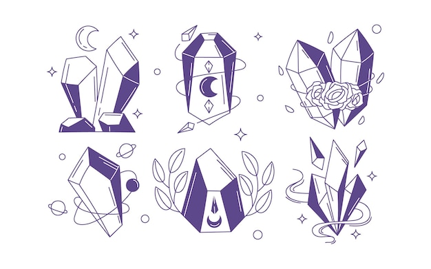 Mystical Crystal Formations and Celestial Symbols in Ethereal ...