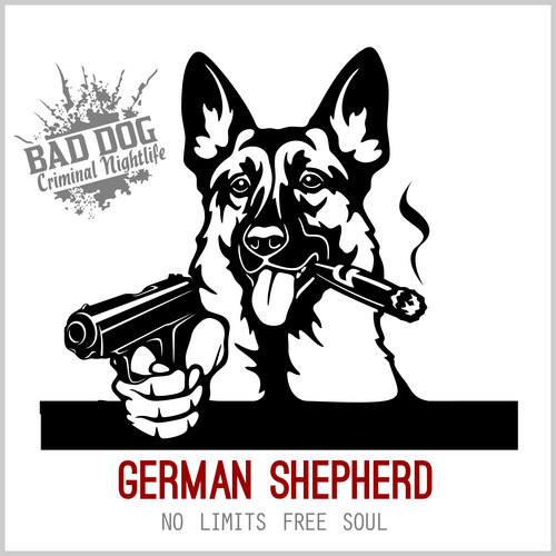 German Shepherd With Guns - German Shepherd Gangster. Head Of Angry ...