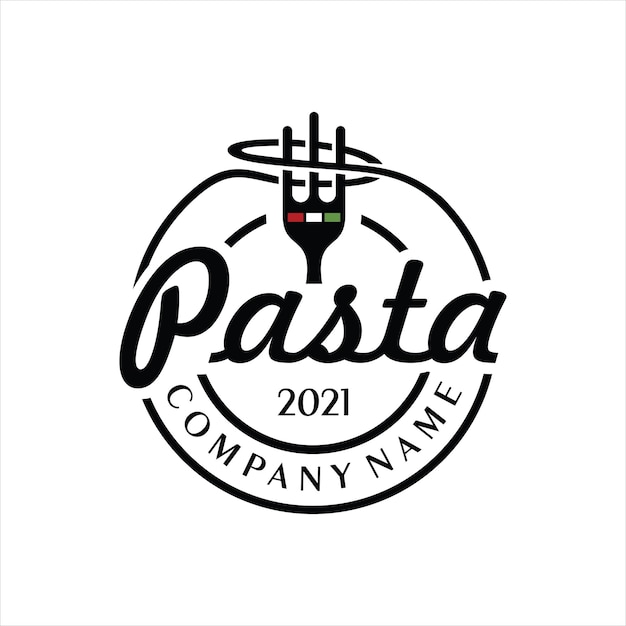 Elegant Pasta Logo with Stylized Fork and Year | Jiffy Designs