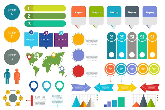 Vibrant Infographic Elements with Global Scope and Step-by-Step ...