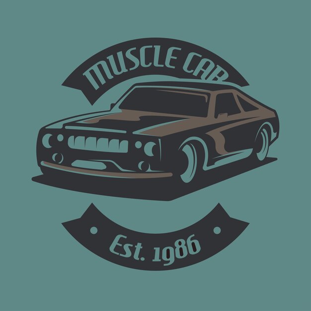 Vintage Muscle Car Emblem with Retro Design | Jiffy Designs