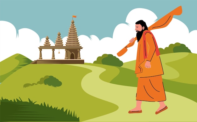 Vibrant Landscape with Traveler in Traditional Attire | Jiffy Designs