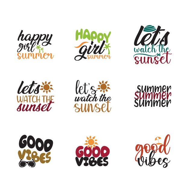 Vibrant Summer Lettering Collection with Sunset Motifs | Jiffy Designs