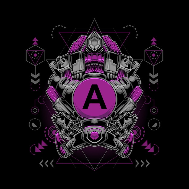 Captivating Robotic Emblem with Vibrant Purple Accents | Jiffy Designs
