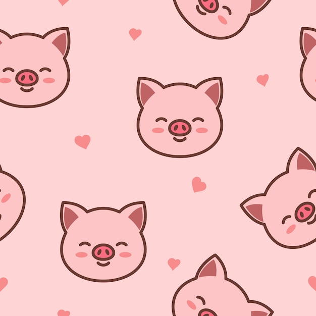 Adorable Piglet Faces and Hearts Pattern | Jiffy Designs