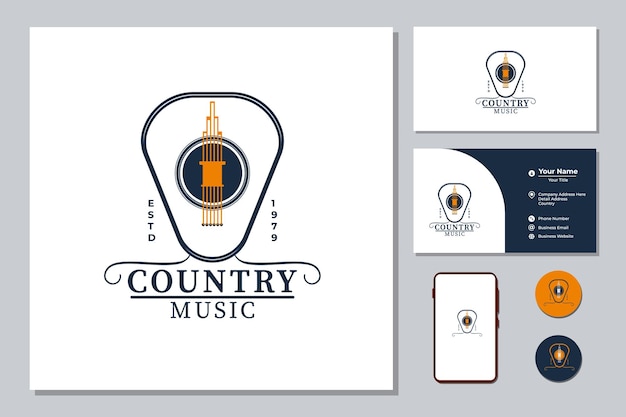 Rustic Acoustic Guitar and Cowboy Hat Country Music Logo | Jiffy Designs