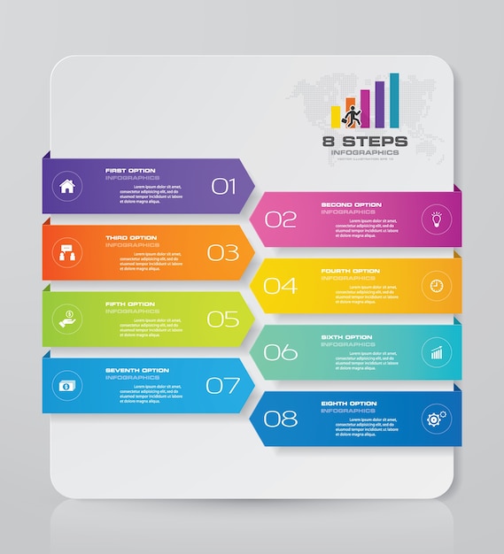 Vibrant Infographic with 8 Step Process Visualization | Jiffy Designs