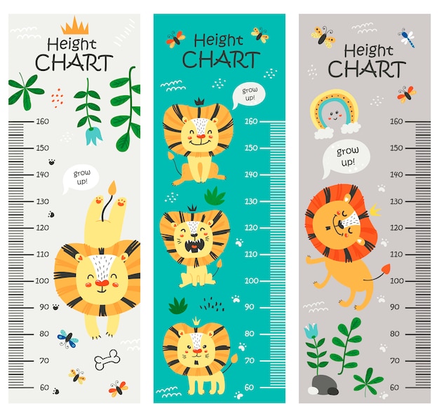 Whimsical Lion Growth Charts for Children's Bedroom Decor | Jiffy Designs