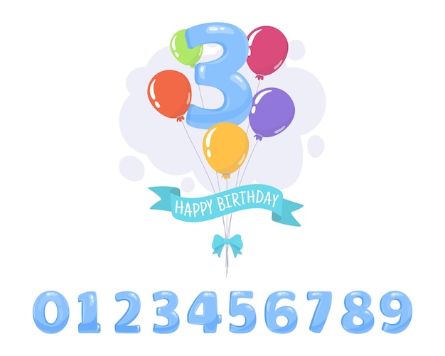 Colorful Balloons and Birthday Numbers Celebration Design | Jiffy Designs