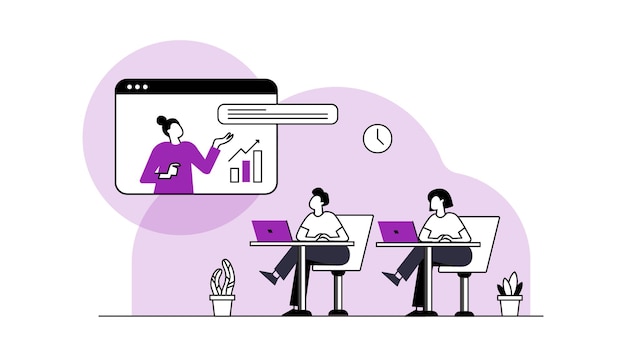 Collaborative Office Scene with Presentation and Teamwork | Jiffy Designs