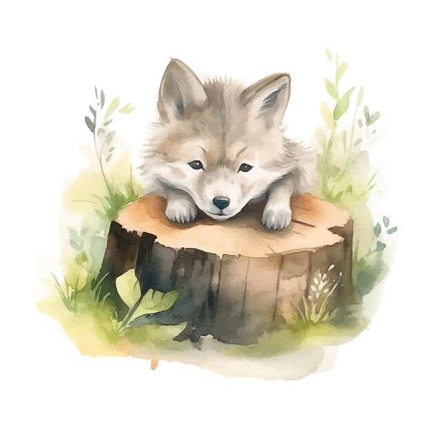 Adorable Woodland Fox Pup Resting on Tree Stump | Jiffy Designs
