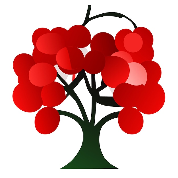 Vibrant Red Berry Tree - Stylized Nature Illustration | Jiffy Designs