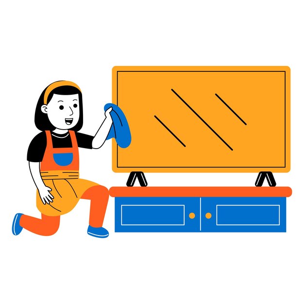 Cartoon Worker Cleaning Chalkboard with Enthusiasm | Jiffy Designs