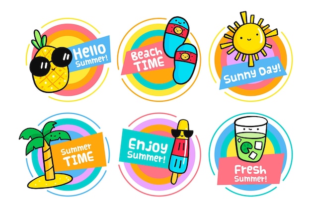 Vibrant Summer-Themed Sticker Collection with Playful Graphics | Jiffy ...