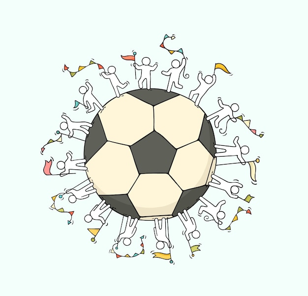 Diverse Figures Celebrating Around a Soccer Ball | Jiffy Designs