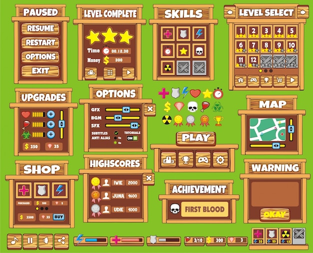Detailed Retro Gaming User Interface with Diverse Elements | Jiffy Designs