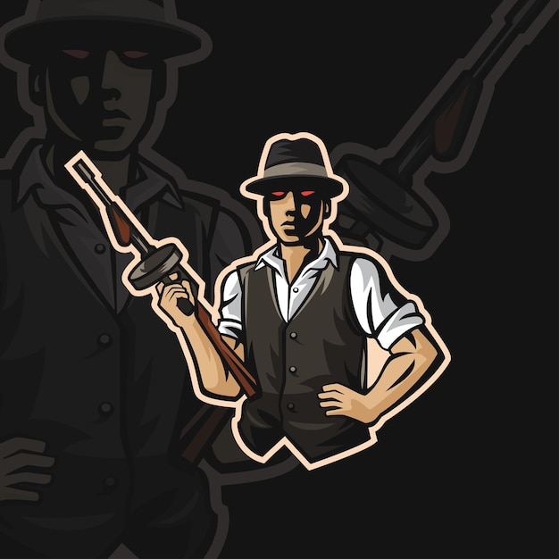 Dashing Outlaw Wielding Revolver in Shadowy Illustration | Jiffy Designs