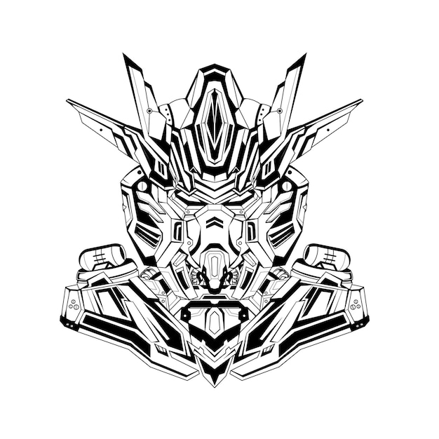 Striking Futuristic Mech Emblem in Monochrome | Jiffy Designs